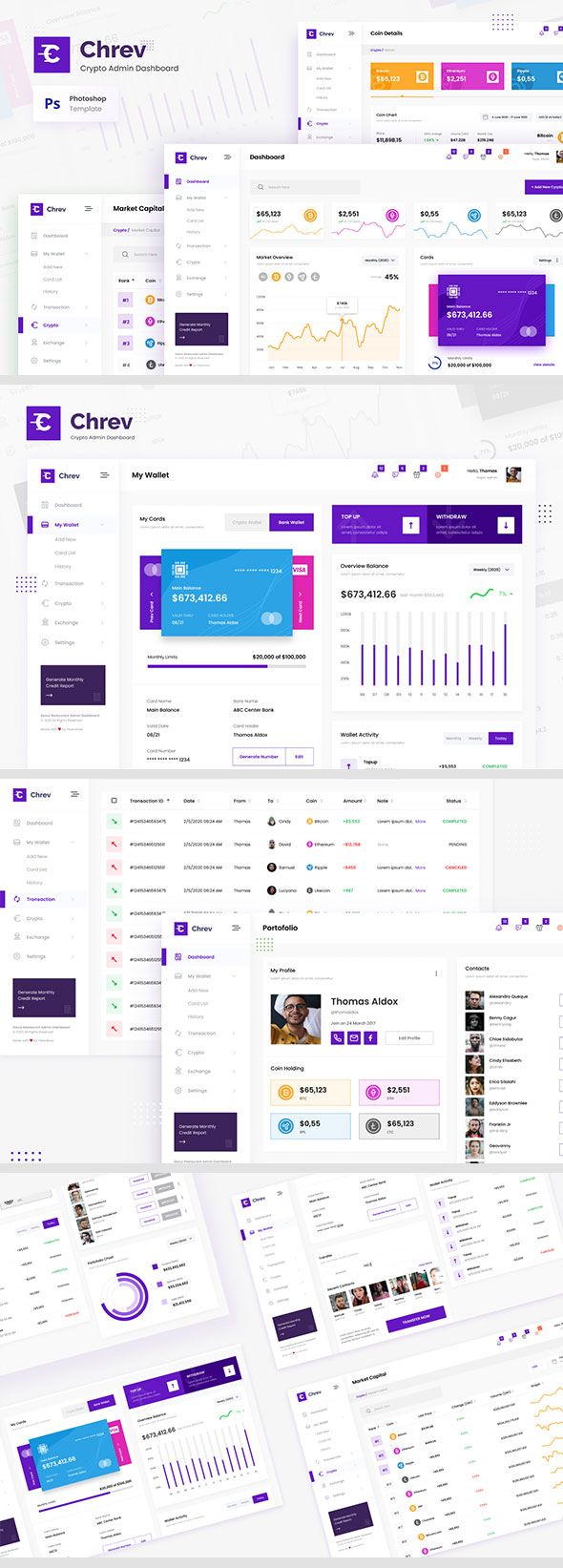 Chrev - Crypto Admin Dashboard UI PSD Template by peterdraw | ThemeForest